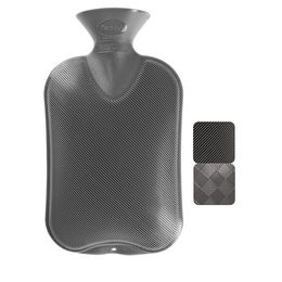 Fashy Wärmflasche Wärmflasche Kunststoff Grau Halblamelle 2L Fashy 6440-21