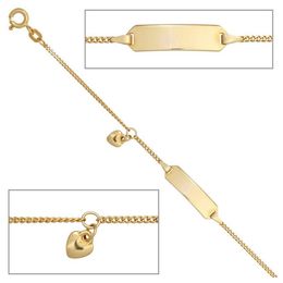 Schmuck Krone Goldarmband Armband Schildband mit Herz 585 Gold Gelbgold Kinder Armschmuck 14cm