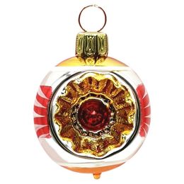 Schatzhauser Weihnachtsbaumkugel Retro Mini Reflexkugel silber/rot/gold Ø 4cm (1 St)