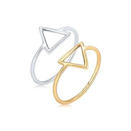 Elli Ring-Set Set Trend Dreieck Bi-Color Geo 925 Silber