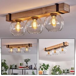 hofstein Montgomery Deckenleuchte Glas 15 cm Naturfarben, Schwarz, 3-flammig