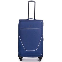 Stratic Weichgepäck-Trolley Strong L, navy, 4 Rollen, Reisekoffer großer Koffer Aufgabegepäck TSA-Zahlenschloss, blau