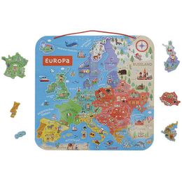 Janod Puzzle Magnetisches Puzzle Europa, 40 Puzzleteile, bunt