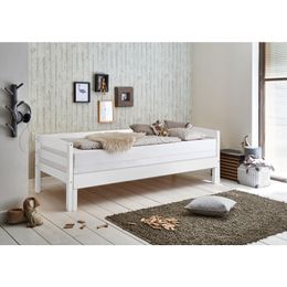 Relita - Funktionsbett Emilia ausziehbar 90/180x200 Buche massiv wei&szlig;