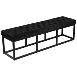 CLP Sitzbank Polson, modern, schwarzes Metallgestell, gestepptes Samt, Bodenschoner, f&uuml;r Wohnzimmer, Flur oder Schlafzimmer