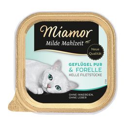 Miamor Milde Mahlzeit Geflügel pur & Forelle 64x100 g