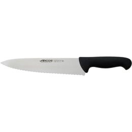 Cook's knife serie 2900 black (250 mm) - Messer mit breiter Klinge und Wellenschliff, stabil und stark. Vielseitiges Messer für Profi- und Hobbyköche.