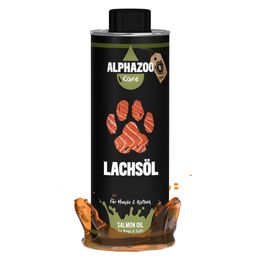 ALPHAZOO Premium Lachsöl für Hunde & Katzen I Natürliches Omega-3 Fischöl 500 ml
