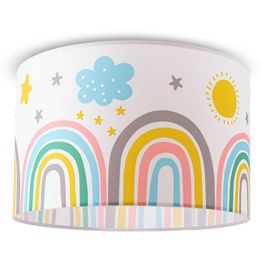 Paco Home - Deckenlampe Kinder Pendelleuchte Kinderzimmer Stoffschirm Rund Bunt Baby E27 Deckenleuchte - Weiß, Mehrfarbig 3 (Ø45.5cm)