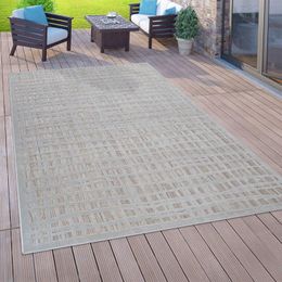 Paco Home - In- & Outdoor-Teppich Für Balkon Terrasse, Flachgewebe, 3-D Karo-Muster, Grau 80x150 cm