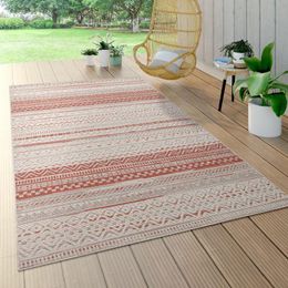Paco Home - Outdoor Teppich Für Terrasse Und Balkon, Geometrisches Muster, Modern In Rot 120x170 cm