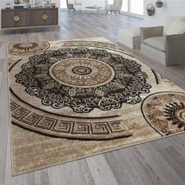 Teppich Wohnzimmer Kurzflor Orient Design Vintage Mandala Muster Braun Beige 80x150 cm - Paco Home