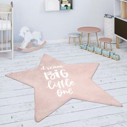 Kinderteppich Teppich Kinderzimmer Spielmatte Stern Rutschfest Rosa Weiß 150 cm Stern-Form - Paco Home