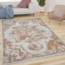 Teppich Wohnzimmer Kurzflor Vintage Pastell Orient Muster Mit Bordüre Creme Beige 60x100 cm - Paco Home