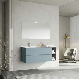 KIAMAMI VALENTINA - 120 Cm Wandmontierter Badezimmerschrank Mit 2 Himmelblauen Schubladen Und Offenem Fach New York