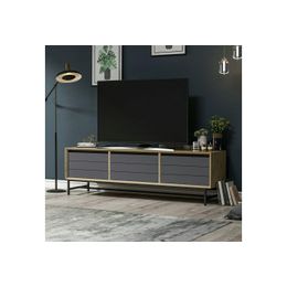 en.casa® en.casa TV-Schrank Gørlev TV Board 45 x 150 x 35 cm mit 3 Schranktüren Eiche/Anthrazit