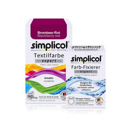 Simplicol Textilfarbe Simplicol Textilfarbe expert Brombeer-Rot 150g & Farb-Fixierer Expert