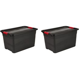 keeeper Transportbehälter eckhart, (Set, 2-St), je 52 Liter, mit Deckel, Schiebeverschluss, extra stabil, rot|schwarz