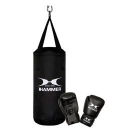 HAMMER Boxsack Junior (Set, 2-tlg., mit Boxhandschuhen), schwarz