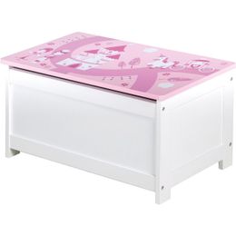 Roba® Truhe Krone, rosa/pink, mit Deckelbremse; fürs Kinderzimmer, weiß