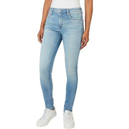 Pepe Jeans Röhrenjeans REGENT in Skinny Passform mit hohem Bund aus seidig bequemem Stretch Denim, blau