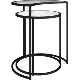 Dorel Home Beistelltisch Moon (2-St), Tischplatte aus Glas, pflegeleichte Oberfläche, Höhe 55,5 cm, weiß