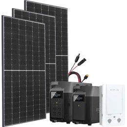 EcoFlow Solaranlage Delta Pro Powerstation mit 3 x 415W Gerahmtes Solarmodul, 375 W, Monokristallin, (Spar-Set), mit Smart Home Panel, Plug and play, schwarz
