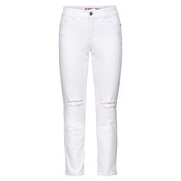 sheego Große Größen: Schmale Stretch-Jeans mit Destroyed-Effekten, white Denim, Gr.44