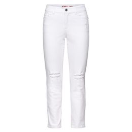 sheego Große Größen: Schmale Stretch-Jeans mit Destroyed-Effekten, white Denim, Gr.50