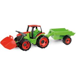 LENA® Spielzeug-Traktor Giga Trucks Traktor mit Frontlader & Anhänger, Made in Europe, grün