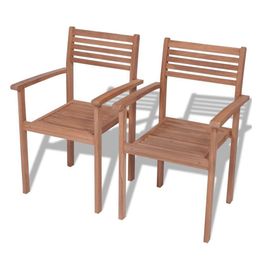 furnicato Gartenstuhl Stapelbare Gartenstühle 2 Stk. Massivholz Teak