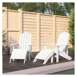 furnicato Gartenstuhl Adirondack-Gartenstühle 2 Stk. mit Hockern HDPE Weiß