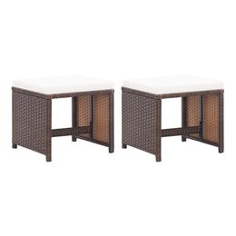 furnicato Gartenstuhl Gartenhocker 2 Stk. mit Sitzkissen Poly Rattan Braun