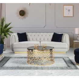 JVmoebel 3-Sitzer Elegante Sofa Chesterfield Weiß Dreisitzer Couch Samt Neu