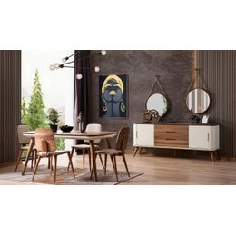 JVmoebel Stuhl, Esszimmerstuhl Stuhl Küchenstuhl Sessel Sitzer Stoff Modern Braun Holz