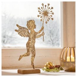 Home-trends24.de Dekofigur Engel Gold Weihnachtsdeko Deko Winter Figur Engelchen Tischdeko 30 cm