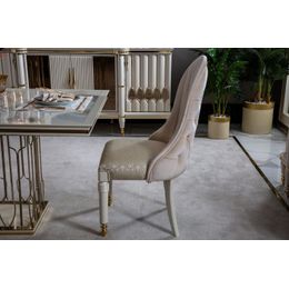 JVmoebel Esszimmerstuhl Stuhl Beige Esszimmer Modern Stühle Polster Stoff Design Luxus Metall