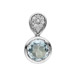 Schmuck Krone Kettenanhänger Anhänger mit Blautopas hellblau 9 Zirkonia weiß 925 Silber Kreis & Tropfen Damen