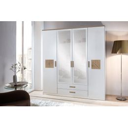 freiraum Kleiderschrank Kärnten (BxHxT: 179x199x58 cm) in WEISS + HIRNHOLZ-NB mit 2 Schubladen und 4 Türen