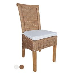 soma Sessel Soma Esszimmer-Stuhl Rattanstuhl weiß oder braun Perth Sitzkissen Lein