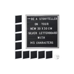 Relaxdays Memoboard 10 x Letterboard 30 x 30 cm silber