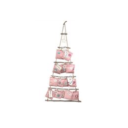 Frau WUNDERVoll Sticker Adventskalender rosa Papiertüten flach Weihnachtsbaum Holz