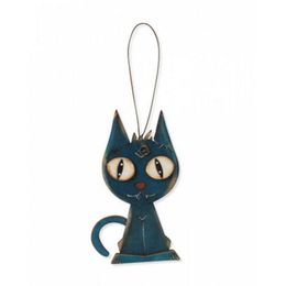 Horror-Shop Dekoobjekt Halloween Holz Ornament Katze als Mitbringsel & De