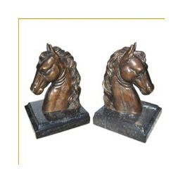 Casa Padrino Buchstütze Luxus Bücherstützen Pferdekopf Horse Head II aus Bronze auf Marmorsockel