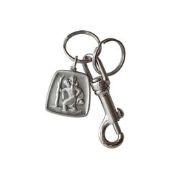 PistolaPeppers Schlüsselanhänger mit Gravur Metall Schlüsselanhänger Heiliger Sankt Christophorus Relief Karabiner Schutzpatron
