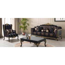 JVmoebel Wohnzimmer-Set Luxus Set Sofagarnitur 3+1 Sitzer Couchtisch Sofas Sessel Stoff