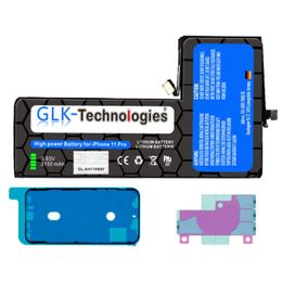 GLK-Technologies High Power Ersatz Akku für Apple iPhone 11 Pro inkl. 2X Klebebandsätze Smartphone-Akku 3150 mAh (3
