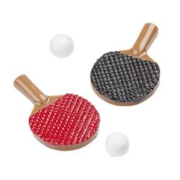 Hobbyfun Puppenhaus Miniatur Tischtennisschläger mit 2 Bällen