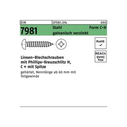 Reyher Blechschraube 500er Pack Blechschraube DIN 7981 LIKO PH C3