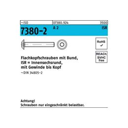 Reyher Schraube 500er Pack Flachkopfschraube ISO 7380-2 Bund/ISR VG M5x 30-T25 A 2 500